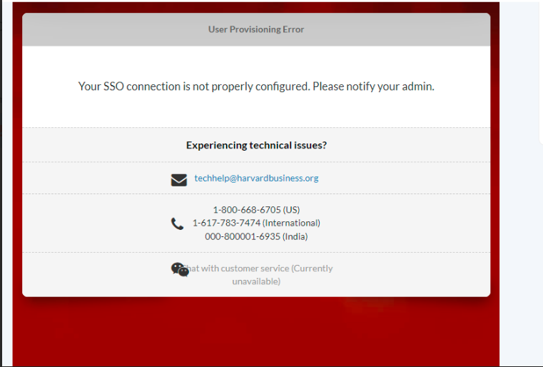 Error SSO - Harvard – Ubits Learning Solutions